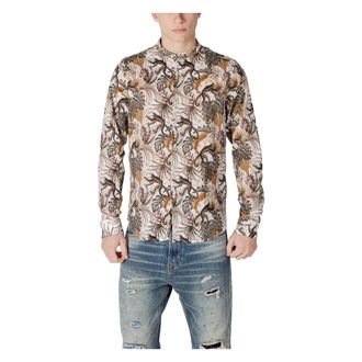 Gianni Lupo Floral Mandarin Kragen Hemd - - Shirts - Herren - Mehrfarbig - M