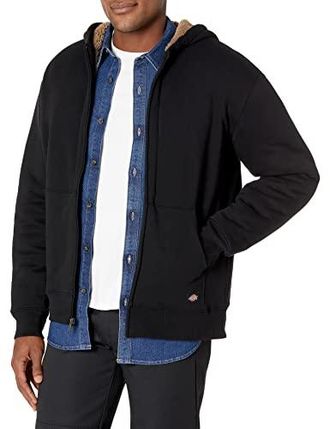 Dickies Sweat &agrave; capuche pour homme doubl&eacute; en sherpa, Technologie tissu d&eacute;perlant, Noir, M