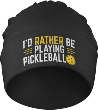 Generic Homme Femme Hiver Chapeaux Je Pr&eacute;f&eacute;rerais Jouer Au Pickleball Bonnets De Ski Classique Bonnets Tricot&eacute; Mode Bonnet dhiver pour Quotidien Cyclisme Cour