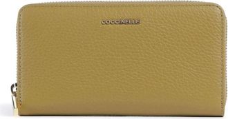 Coccinelle Femme, Accessoires, Vert, Taille: ONE Size Portefeuille zipp&eacute; souple m&eacute;tallis&eacute;