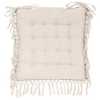PEGANE Pegane - Lot de 6 galettes de chaise carr&eacute;es coloris ivoire en coton - Longueur 40 x Profondeur 40 x Hauteur 5 cm