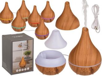 Out of the Blue Luftbefeuchter/Öl-Diffuser, Wooden Optic II, mit LED & USB-Kabel, für ca. 120 ml, ca. 16 cm, aus Kunststoff, im Geschenkkarton
