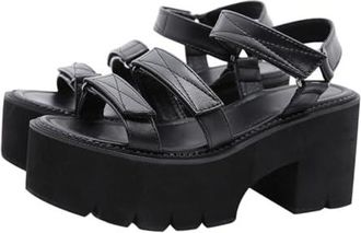 Yarnow Sandales Plates Noires pour Femmes Sandales &Eacute;t&eacute; Compense pour Femme Chaussures &agrave; Semelles &Eacute;paisses