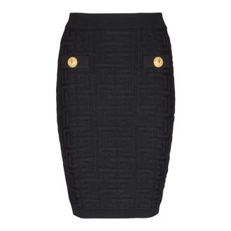 Balmain Monogramm Strickrock - - Skirts - Damen - Schwarzk - S