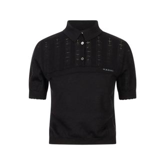 Marni Polo Manches Courtes Pointelle - Femme - Tops - Noir - Taille: 34 FR