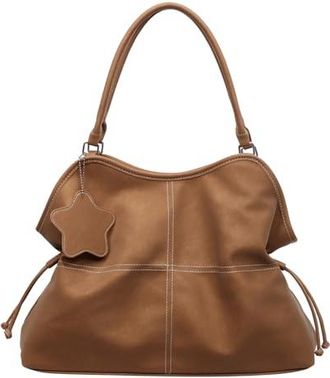 Generic Sac &agrave; main &agrave; bandouli&egrave;re en cuir synth&eacute;tique pour femme et fille - Couleur unie - Pour l&eacute;cole, le travail, un usage quotidien, marron, 17.32x5.12x12.6