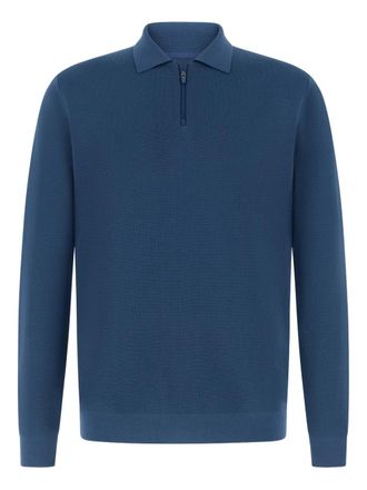 Boggi Milano zip knitted polo shirt - Blau