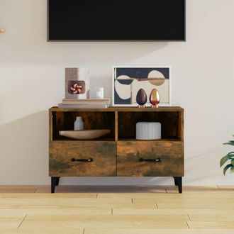 vidaXL Vidaxl - Meuble tv Ch&ecirc;ne fum&eacute; 80x36x50 cm Bois ding&eacute;nierie