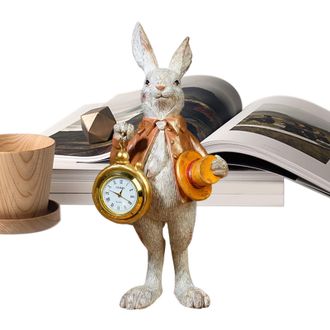 Generico Hasenfigur - mit Uhr und Hut - niedliche Dekoration f&uuml;r Zuhause - Osterhasenfiguren zur Dekoration - f&uuml;r Schlafzimmer, Wohnzimmer, Restaurant, Caf&eacute;, H