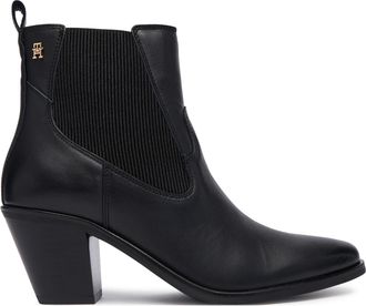 Tommy Hilfiger Stiefeletten Tommy Hilfiger Leather Western Chelsea Boot FW0FW09582 Schwarz