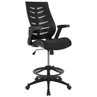 Flash Furniture BL-ZP-809D-BK-GG Stuhl, hohe Rückenlehne, mit verstellbarem Fußring und verstellbaren Klapparmen, Schwarz Modern 28 W x 28 D x 44.5 - 52.25 H schwarz