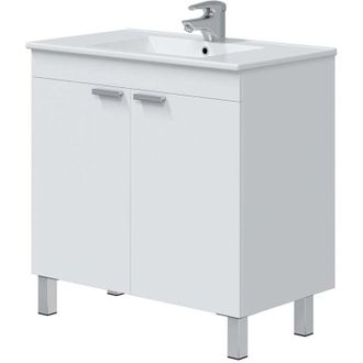 PEGANE Meuble de salle de bain coloris Blanc Brillant (Lavabo non inclus)- Longueur 80 x Hauteur 80 x Profondeur 45 cm