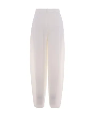 Elisabetta Franchi Womens Trousers Crepe, Ivory Polyester