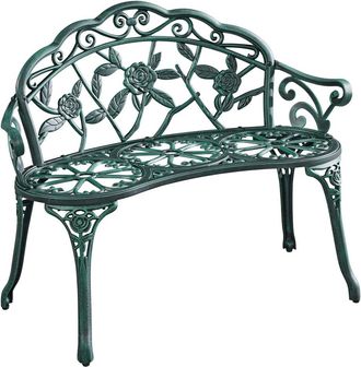 Yaheetech 2-Sitzer Vintage Gartenbank Metallbank Parkbank, Wetterfester Aluminiumguss Balkonbank mit R&uuml;cklehne & Armlehnen Gartenm&ouml;bel f&uuml;r Terrase Balkon Garten