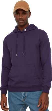 Trendyol Trendyol Herren Kapuzensweatshirt, einfarbig Sweatshirt, violett, X-Large