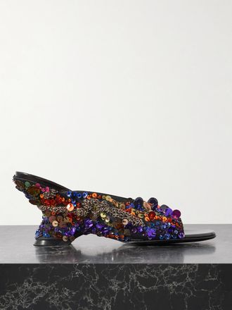 Dries Van Noten Mules En Satin &Agrave; Ornements - Multicolore