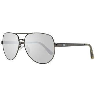 Guess Homme, Accessoires, Gris, Taille: ONE Size Lunettes de Soleil Pilote en Gunmetal avec Verres Miroir