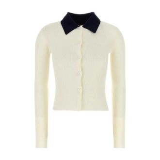 Self Portrait Gilet en maille &agrave; col contrastant - Femme - Pulls - Beige - Taille: 40 FR