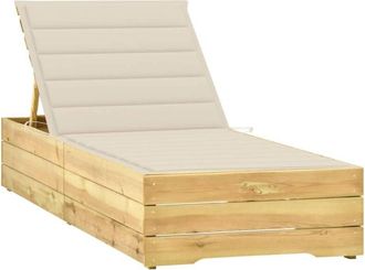 vidaXL Sonnenliege mit Creme Auflage Impr&auml;gniertes Kiefernholz Vidaxl