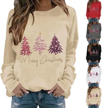 Generic HUIFUAO - Chandails de Noël pour femmes, chandail de Noël pour femmes, arbre de Noël, manches longues, imprimé de Noël pour femmes, Z01 Rouge, XXL