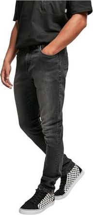 Urban Classics Homme Slim Fit Zip Jeans Pantalons,Couleur : Noir Délavé,30W / 32L