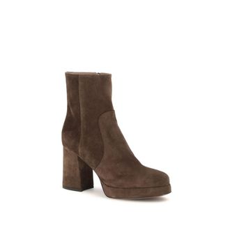 Valentino Garavani Womens Brown Calf Leather Bos Taurus Ankle Boots