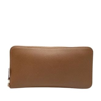 Herm&egrave;s Portefeuille zipp&eacute; doccasion - Femme - Pre-owned - Brun - Taille: ONE Size