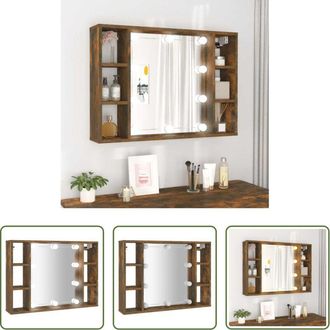 vidaXL vidaXL Holzschrank - Spiegelschrank mit LED R&auml;uchereiche 76x15x55 cm