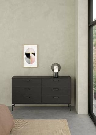 Dmora Kommode Merlot, Wohnzimmerbuffet, Wohnzimmer-Sideboard, Moderne K&uuml;chen-Speisekammer, 139x40 h77 cm, Schwarz