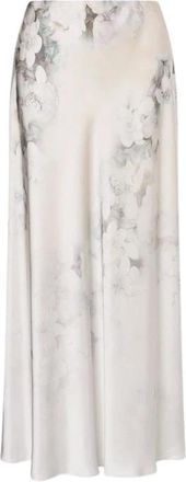 Alberta Ferretti Femme, Jupes, Beige, Taille: 40 FR Jupe Longue en Satin avec Imprim&eacute; D&eacute;grad&eacute;