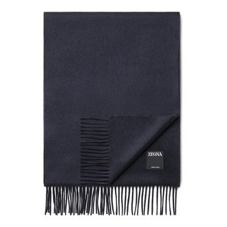 Ermenegildo Zegna Dunkelblaues Cashmere Schal mit Fransen - - Accessories - Herren - Blau - ONE SIZE