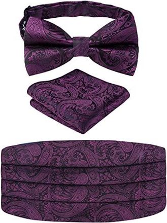Alizeal Ensemble noeud papillon réglable pré-noué pour homme, 130-Prune Violet, taille unique