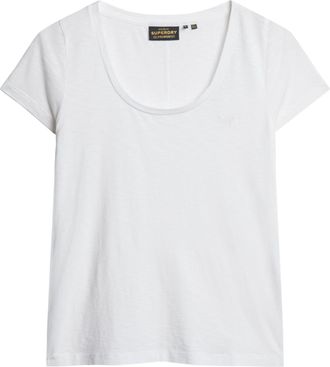 Superdry Damen Scoop Neck Tee C4-Basic Non-Printed T.Shirt (W), weiß, 38