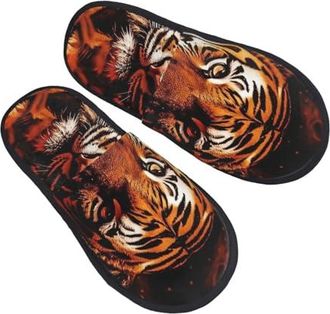 Generic Pantoufles En Coton Tigre En Feu Lavables Chaussons Maison Épais Chaussons Pour La Maison Unisex Automne L