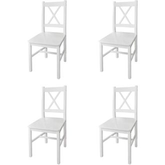 vidaXL Vidaxl - Chaises &agrave; manger lot de 4 blanc bois de pin