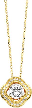 Julie Julsen Anh&auml;nger mit Kette 925 Silber vergoldet Bl&uuml;te Zirkonia wei&szlig;