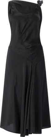 Victoria Beckham Femme, Robes, Noir, Taille: 38 FR Crepe-back Satin Draped Midi Dress