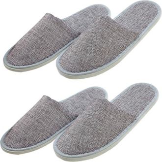 Yarnow 2 paires Pantoufles jetables unisexes l&eacute;g&egrave;res et respirantes confortables pour voyage h&ocirc;tel spa et maison semelle antid&eacute;rapante lot