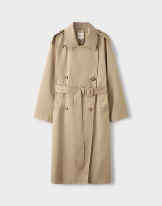 Stradivarius trench-coat long basique beige-Neutre