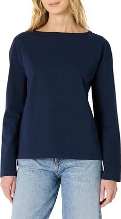 Amazon Essentials Haut à col bateau épais et manches longues 100 % coton Femme, Bleu Marine, XXS