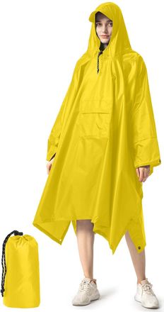 Nuur Regenponcho Herren Damen Unisex Regencape Regenmantel Regenjacke Wasserdicht Hiking Cycling Outdoor 3in1 Mehrzweck Wiederverwendbar Rain Poncho mit Ka