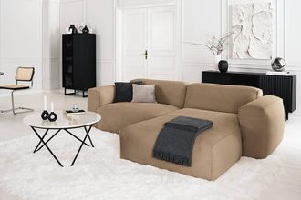 Studio Copenhagen home24 Ecksofa 1,5-Sitzer mit Longchair Braun Cordstoff Snor 260 x 71 x 173cm Longchair davorstehend rechts Modern