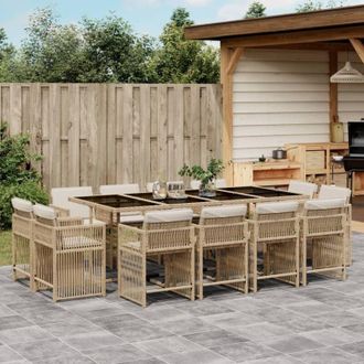 vidaXL vidaXL Ensemble &agrave; manger de jardin et coussins 13 pcs beige