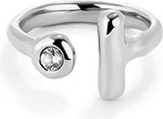 Uno De 50 UNOde50 Bague ouvert plaquée argent avec topaze blanc à une extrémité et une barre à lautre