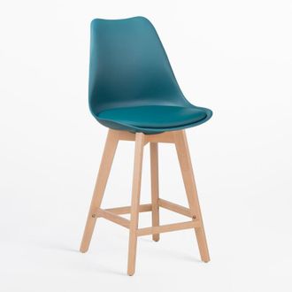 Sklum Sklum - 2er-Pack Barhocker 65 cm mit nordischem Kunstlederkissen Meerblau