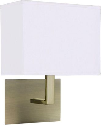 Searchlight Applique murale dintérieur à 1 ampoule en laiton antique avec abat-jour rectangulaire blanc, E27 - Searchlight