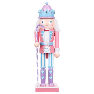 Soimiss Veemoon Rosa Holz Weihnachts Nutcracker S&uuml;&szlig;Igkeiten Soldat Weihnachtsdekoration Tisch Nussknacker Figur Figuren F&uuml;R Festliche Und Wohn B&uuml;Ro, 10Inch