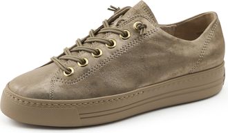 Paul Green Low-Top Sneaker Damen 5417-076 - Wechselfußbett für Einlagen - Schicke Sportschuhe City - Damen Schuhe Schnürer - Beige Metallic 46x