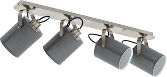 Eglo Deckenlampe Villabate, 4 flammige Textil Deckenleuchte, Deckenspot aus Stahl, Stoff, Farbe: Nickel matt, grau, Fassung: E27