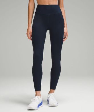 lululemon Legging Fast and Free taille haute en molleton Poches pour Femmes - 71 cm - Bleu - Taille 10